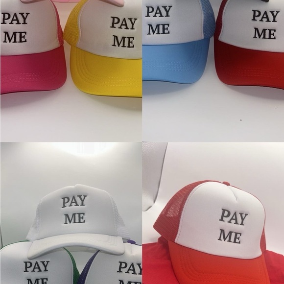 hats | Accessories | Pay Me Trucker Hat Red Yellow Blue Pink White ...